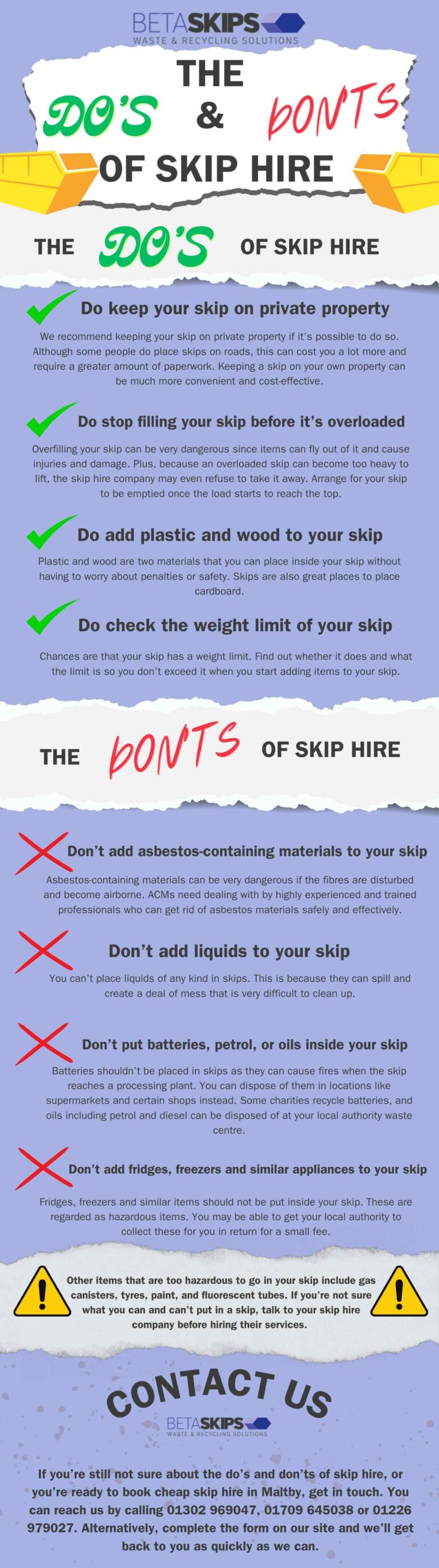The do’s and don’ts of skip hire [ Infographic ] - Beta Skips